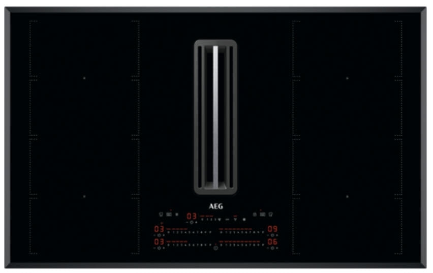 AEG CCE84779FB 83CM RECIRCULATING AIR VENTING FLEX INDUCTION HOB BLACK ...